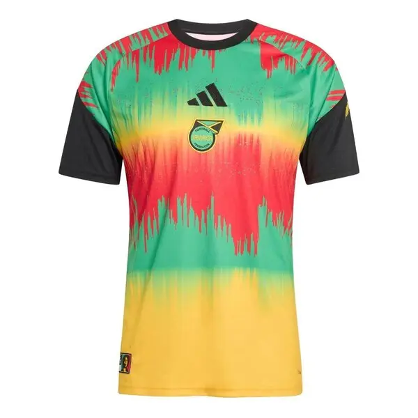 Adidas Jamaica 2026 X Bob Marley Home Pre Match Jersey Asia Sizing 'bold Gold Vivid Green Pure Ruby - Bold Gold/vivid Green/pure Ruby