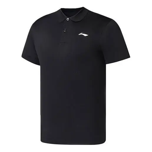 LI-NING Logo Quick-drying Training Polo Shirt 'black - Black/white