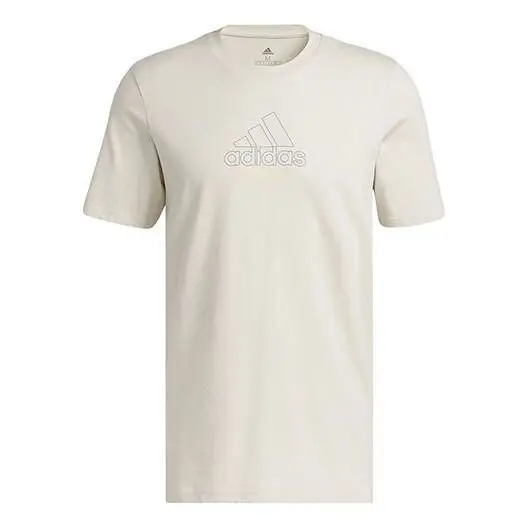 Adidas Alphabet Logo Printing Casual Sports Short Sleeve Beige T-shirt - Default Color