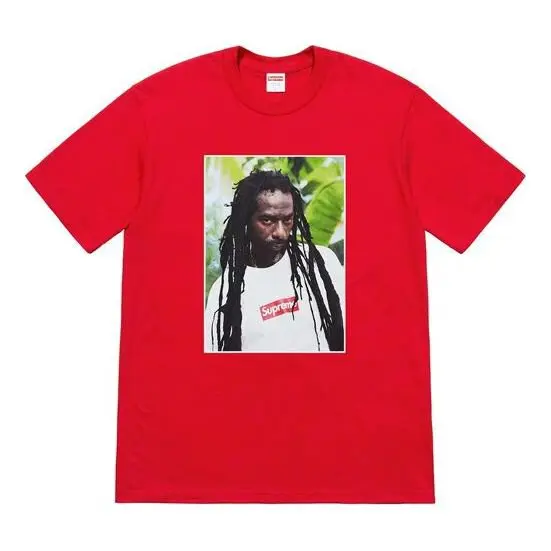 Supreme Ss19 Buju Banton Tee Reggae Character Printing Short Sleeve - Red