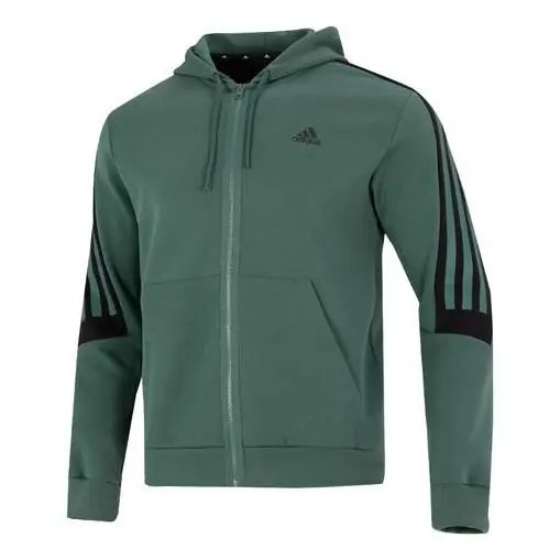 Adidas Stripe Logo Athleisure Knit Hooded Jacket - Default Colorway