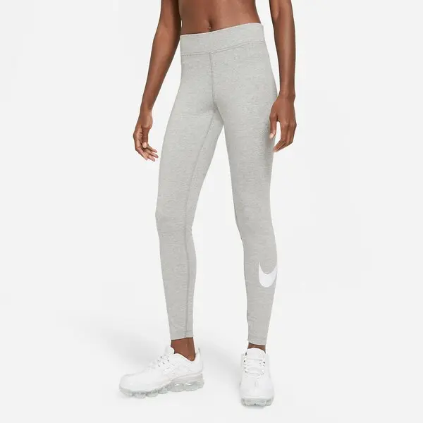 Nike Essential Mid-rise Swoosh Leggings - Grey/white