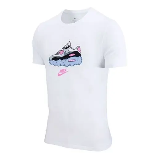 Nike Knit Printing Sports Round Neck Short Sleeve - White