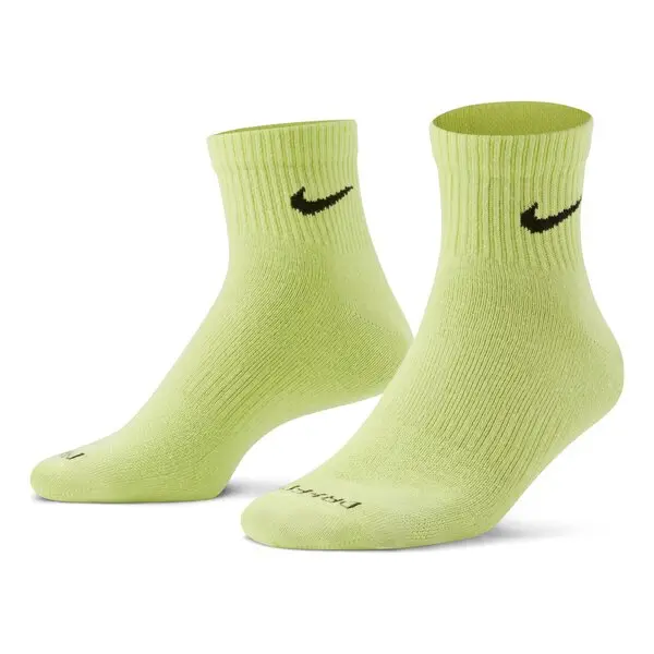 Nike Lightweight Ankle Socks 3 Pairs - Green/gray/black