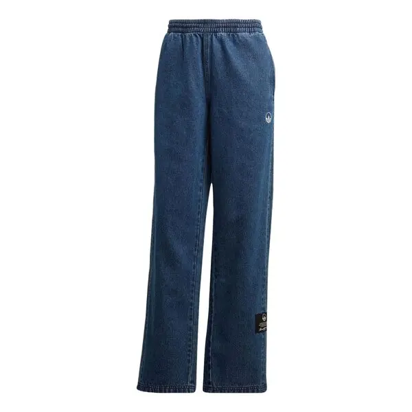 Adidas Mid Waist Denim Pants Asia Sizing - Blue