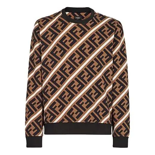Fendi Logo Cotton Colorblock Sports Sweatshirt - Brown