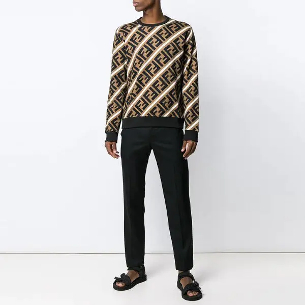 Fendi Logo Cotton Colorblock Sports Sweatshirt