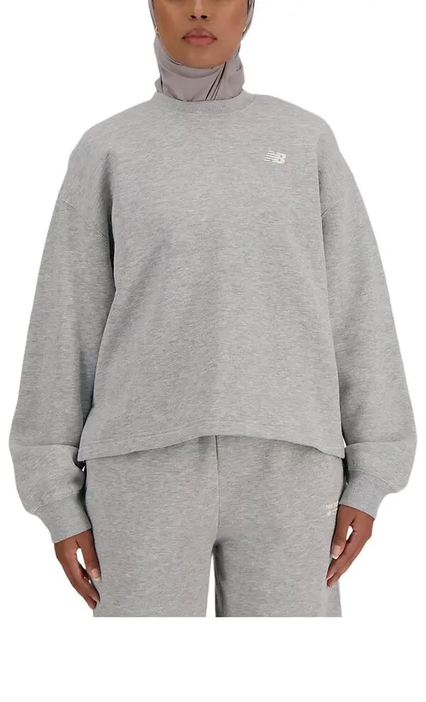 NEW BALANCE Linear Heritage Brushed Back Fleece Crewneck Sweatshirt Asia Sizing - Grey