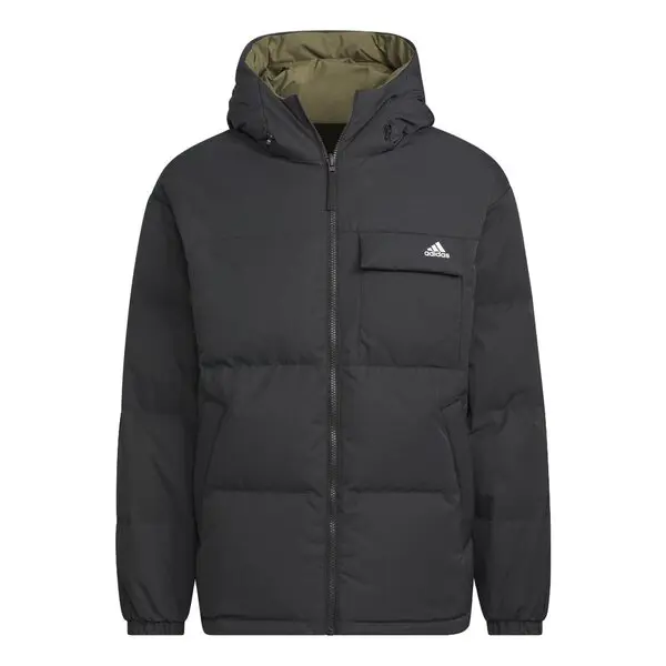 Adidas Reversible Down Jacket 'black Green - Black/green