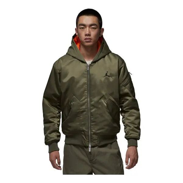 JORDAN Renegade Flight Therma-fit Hooded Jacket - Medium Olive/starfish