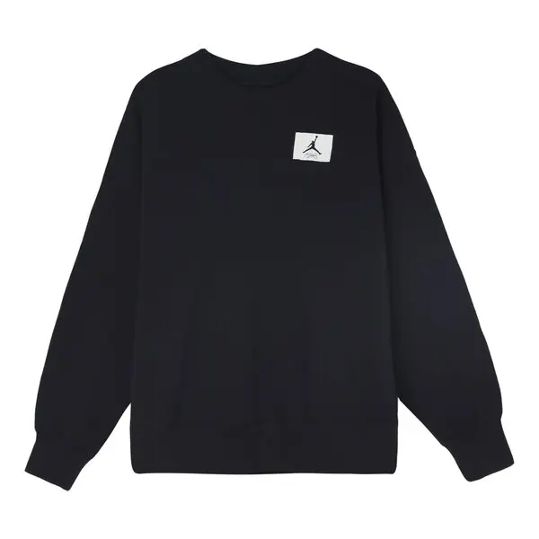 JORDAN Air Logo Knit Round Neck Sports Hoodie - Black