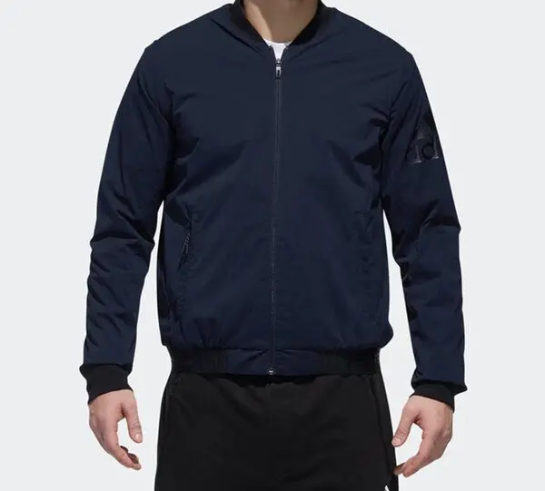 Adidas Logo Printing Baseball Aviator Jacket - Blue