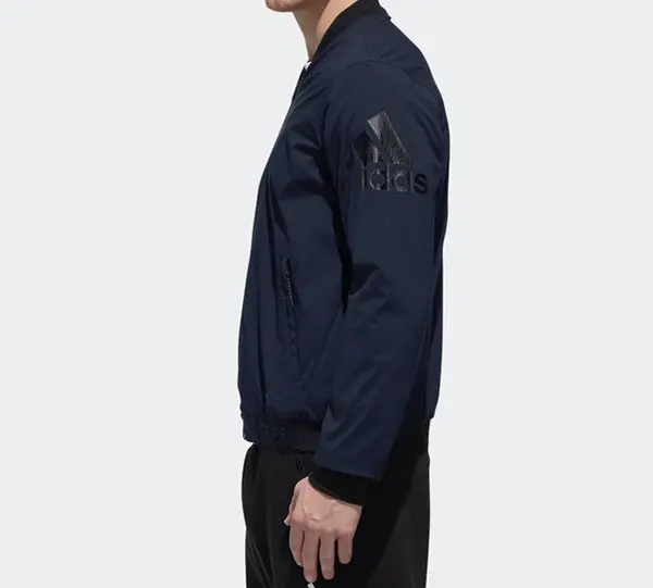 Adidas Logo Printing Baseball Aviator Jacket - Blue