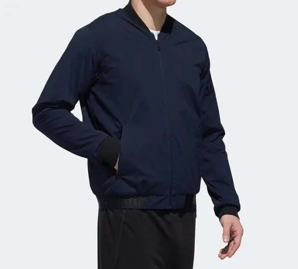 Adidas Logo Printing Baseball Aviator Jacket - Blue