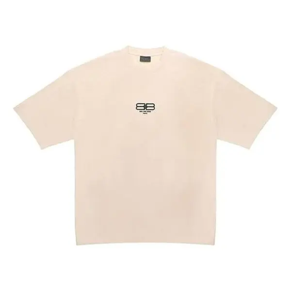 Balenciaga Bb Paris Icon T-shirt Medium Fit 'beige Black - Beige/black