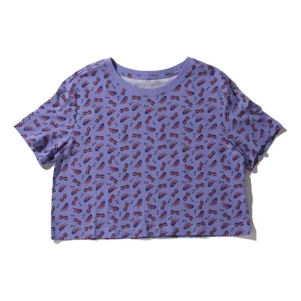 Nike All-over Print Cropped T-shirt - Purple