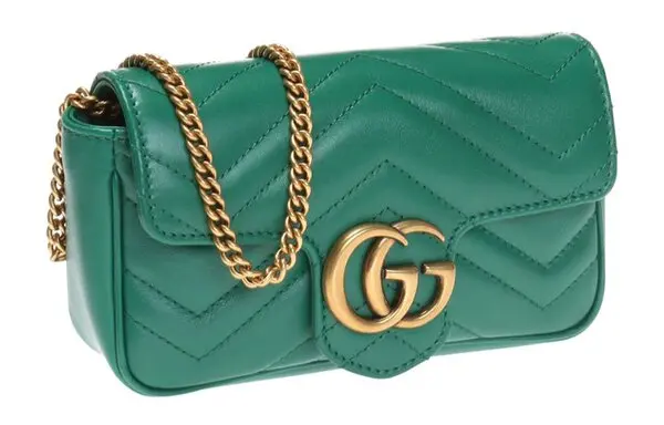 Gucci Gg Marmont Quilted Leather Super Mini Shoulder Bag - Green