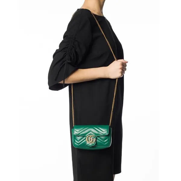 Gucci Gg Marmont Quilted Leather Super Mini Shoulder Bag - Green