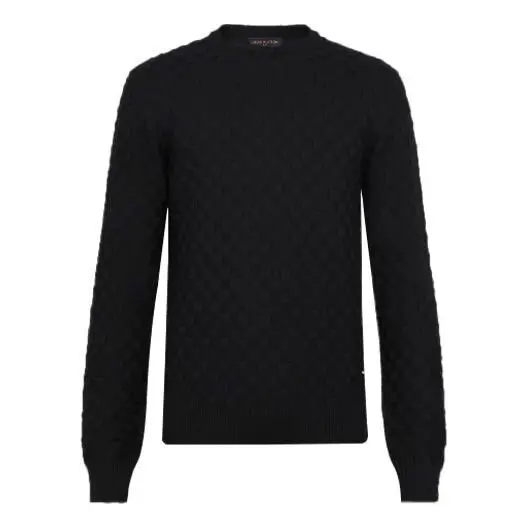 LOUIS VUITTON Solid Color Round Neck Long Sleeve Knit - Black