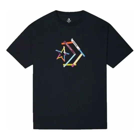 CONVERSE Star Chevron Printing Sports Round Neck Short Sleeve T-shirt Asia Sizing - Black