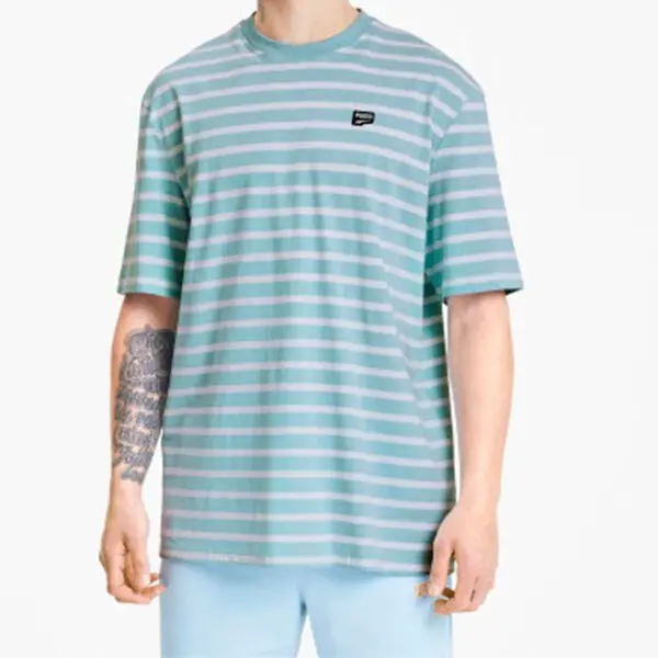 PUMA Downtown Strlped Stripe Round Neck Short Sleeve