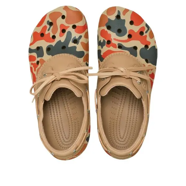 CROCS Classic Duck Camo Boat Shoe - Tan/shocking Orange