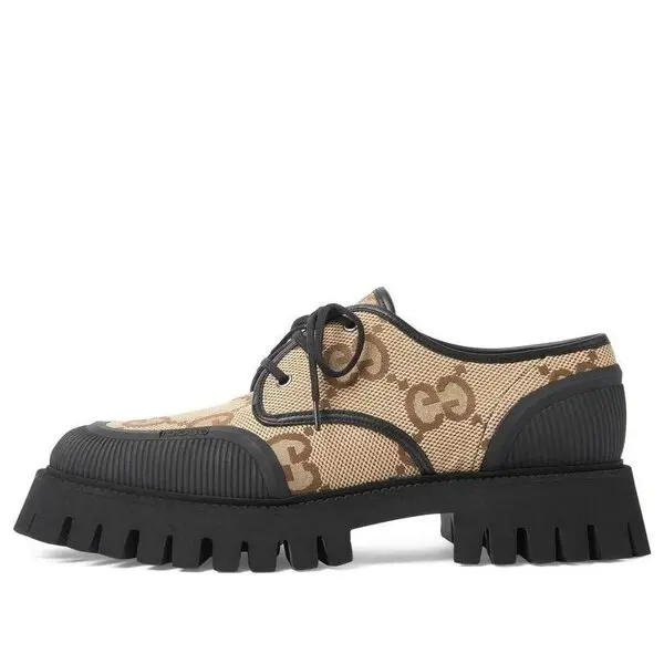 Gucci Maxi Gg Lace-up Platform Shoes - Black/beige