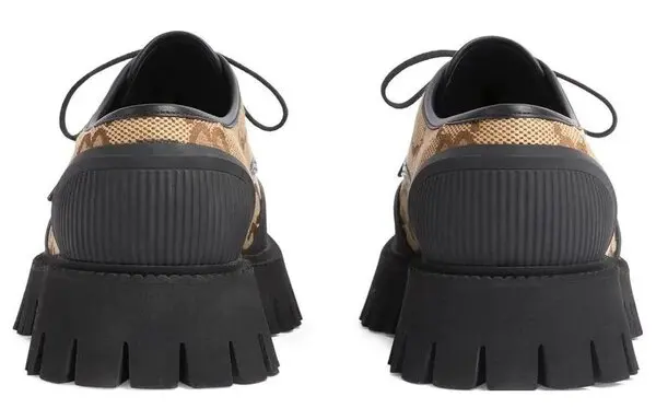 Gucci Maxi Gg Lace-up Platform Shoes - Black/beige