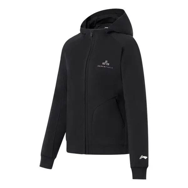 LI-NING Essentials Logo Zip Training Hooded Jacket - Black