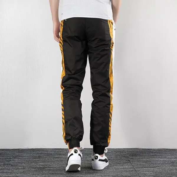 PUMA Leopard Print Splicing Running Sports Woven Long Pants Black