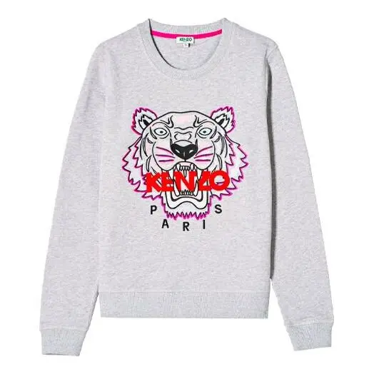Kenzo Tiger Head Embroidery Crewneck Sweatshirt - Grey
