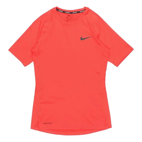 Nike Pro Logo Training Quick Dry Short Sleeve Shirt - Red