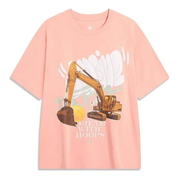 LI-NING Badfive Graphic T-shirt 'pink - Pink/multi-color
