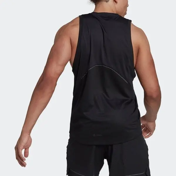 Adidas Black Logo Print Round Neck Sports Vest - Default Color