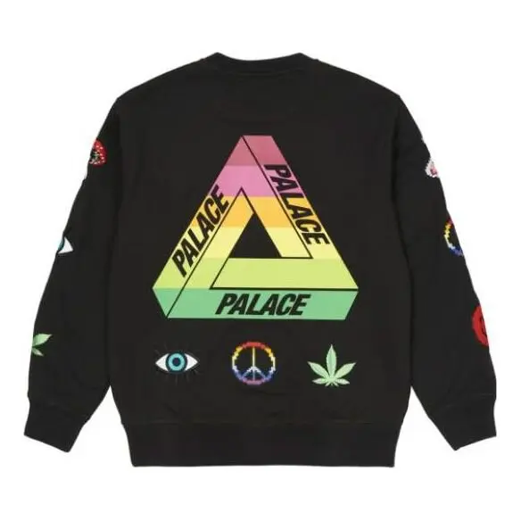 PALACE Ss22 Mixed Media Bitmap Crew Sweater - Black