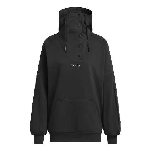 Adidas Originals X Ivy Park Snap-neck Hoodie - Black
