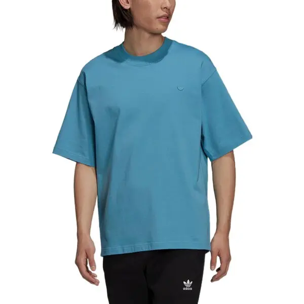 Adidas Originals Solid Color Athleisure Casual Sports Round Neck Short Sleeve Couple Style Light Blue - Default Color