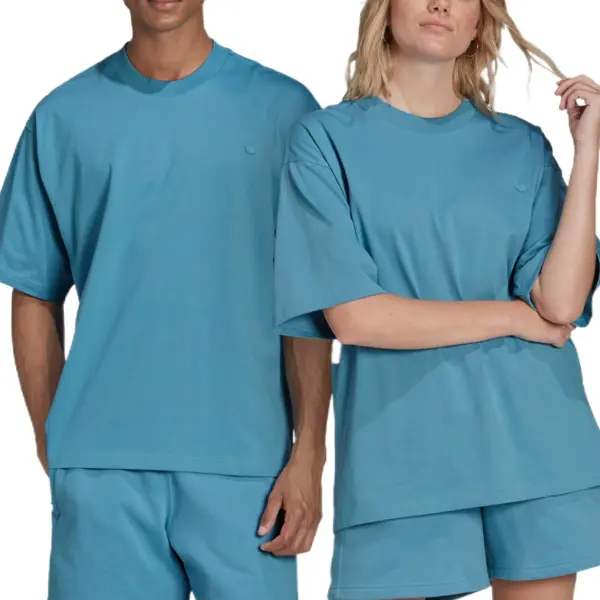 Adidas Originals Solid Color Athleisure Casual Sports Round Neck Short Sleeve Couple Style Light Blue - Default Color