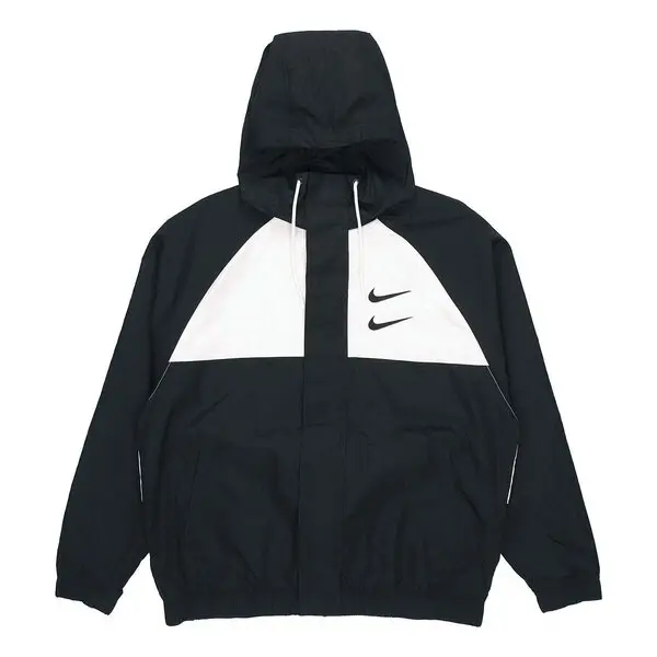 Nike Swoosh Hooded Windbreaker Jacket - Black