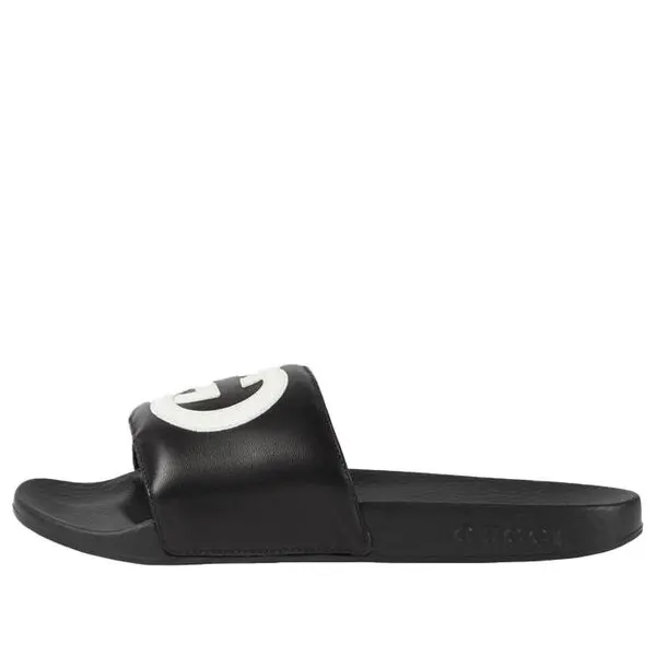 Gucci Interlocking Double G Flat Sandals - Black/white