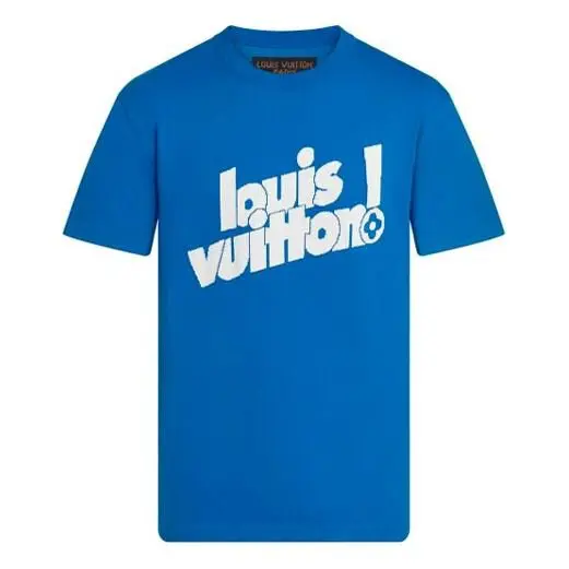 LOUIS VUITTON Fw21 Round Neck Logo Alphabet Printing Classic Short Sleeve - Blue