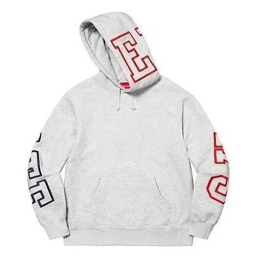 Supreme State Hooded Sweatshirt - Grey/black/red