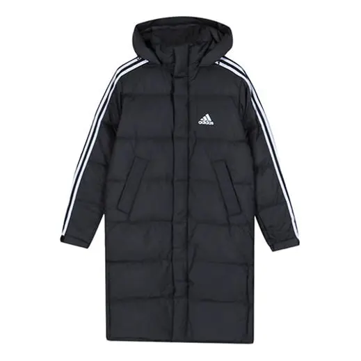 Adidas Long Parka Mid-length Outdoor Thicken Hooded Down Jacket - Black
