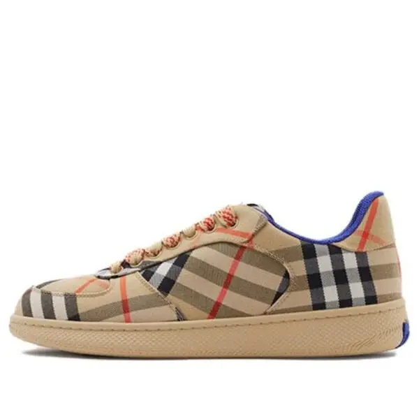 Burberry Checked Lace Up Sneakers - Sand