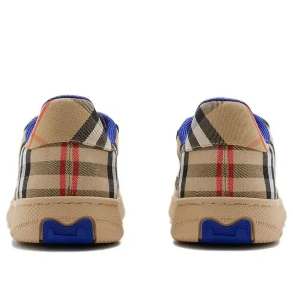 Burberry Checked Lace Up Sneakers - Sand