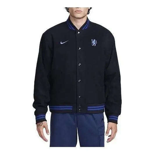 Nike Chelsea Fc Football Varsity Jacket - Black/blue