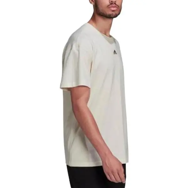 Adidas Solid Color Sports Round Neck Short Sleeve Beige