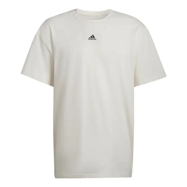 Adidas Solid Color Sports Round Neck Short Sleeve Beige - Multi-color