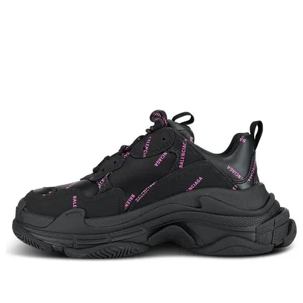 Balenciaga Triple S "all Over Logo" Sneakers - Black/pink