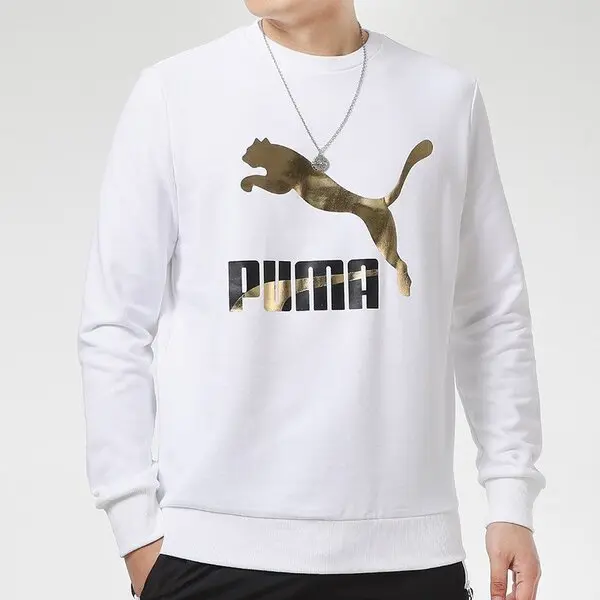 PUMA Archive Metallic Logo Crewneck Sweater - White/gold